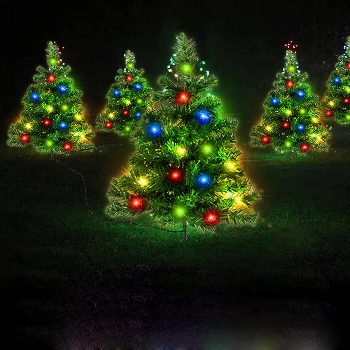 3SET 1 TOW 2 Solar Christmas Tree, Solar Powered Pathway Christmas Tre ...